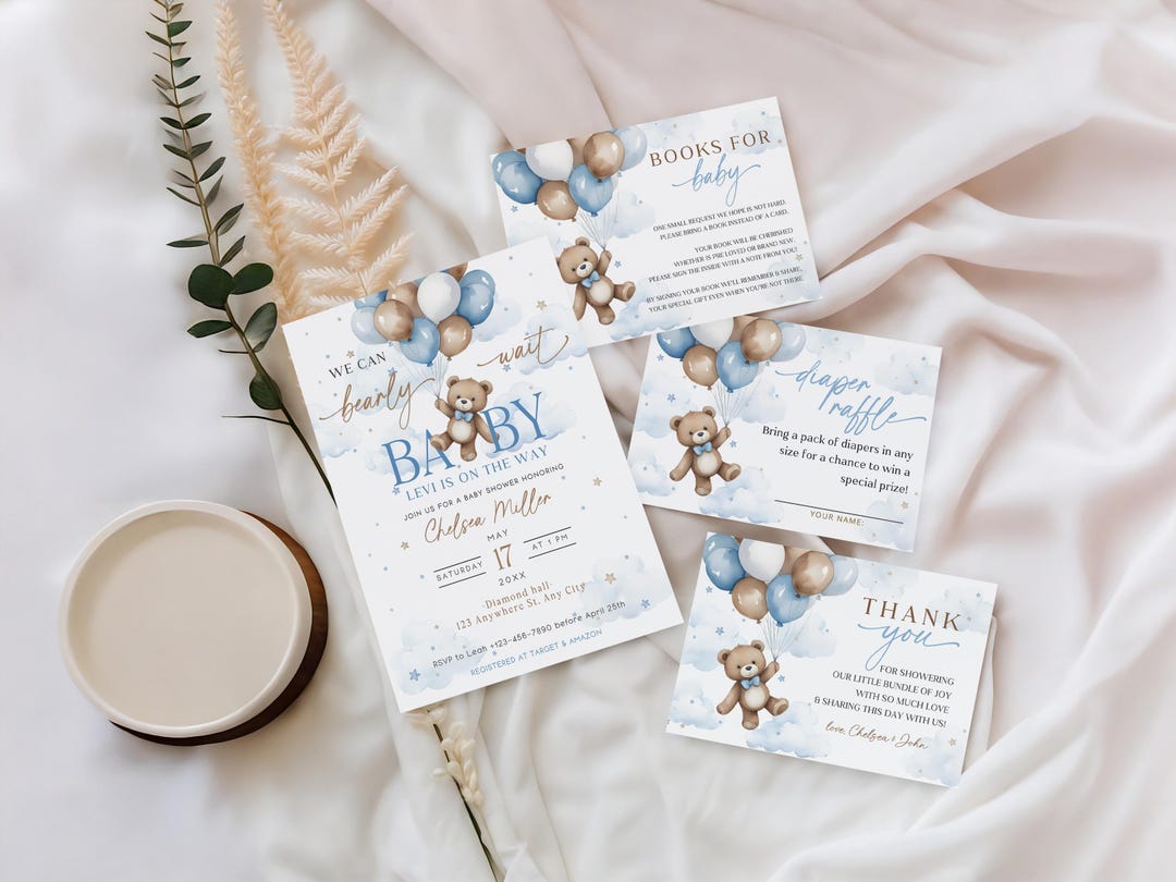 Teddy Bear Baby Shower Invitation Bundle (digital Download) - Etsy