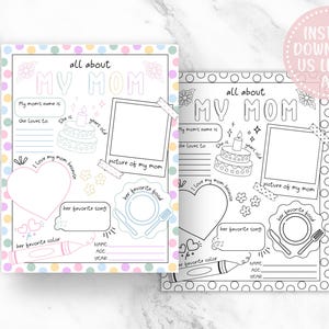 All About My Mom Printable, Mother's Day Gift, Kids Coloring Page ...