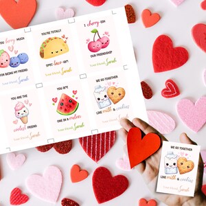 Kawaii Food Pun Valentine's Day Cards: Classroom Gift Tags (digital ...