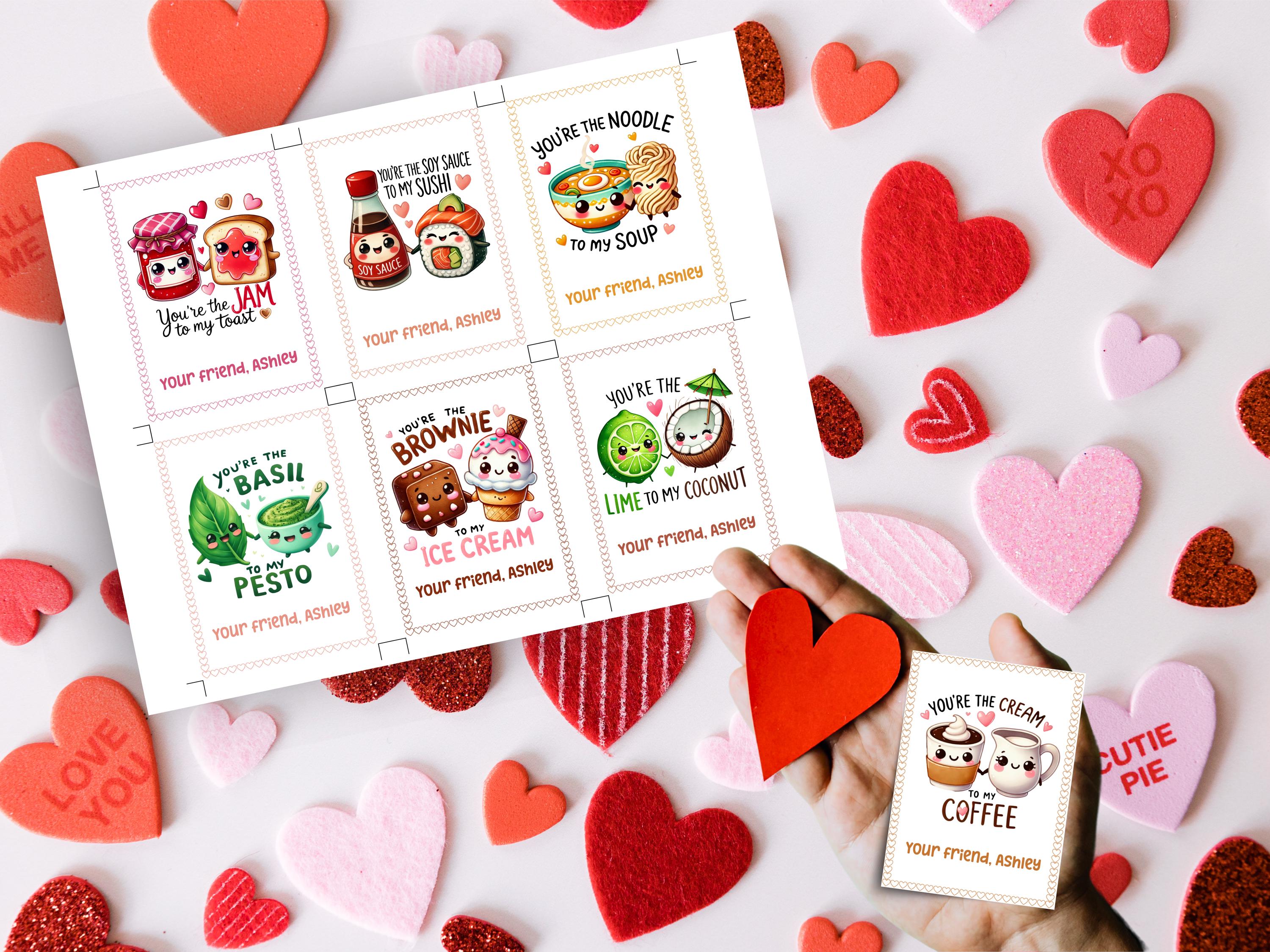 Kawaii Food Valentine's Day Cards for Kids (digital Download) - Etsy