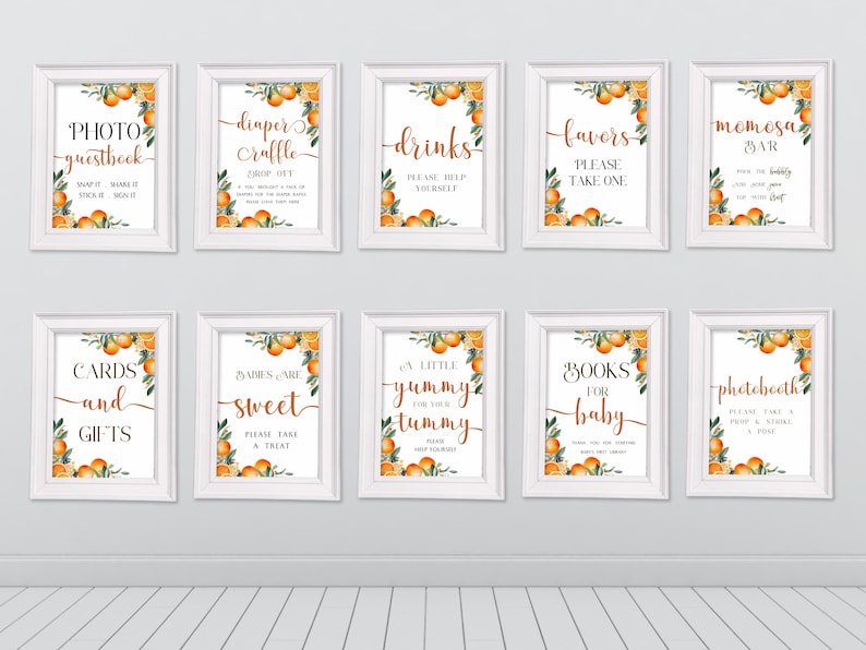 Little Cutie Baby Shower Signs Bundle: Clementine Theme (digital ...