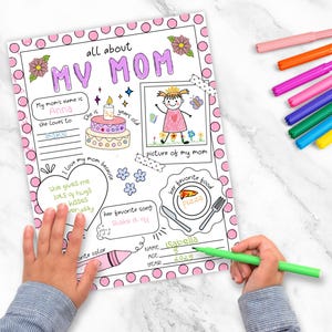 All About My Mom Printable, Mother's Day Gift, Kids Coloring Page ...