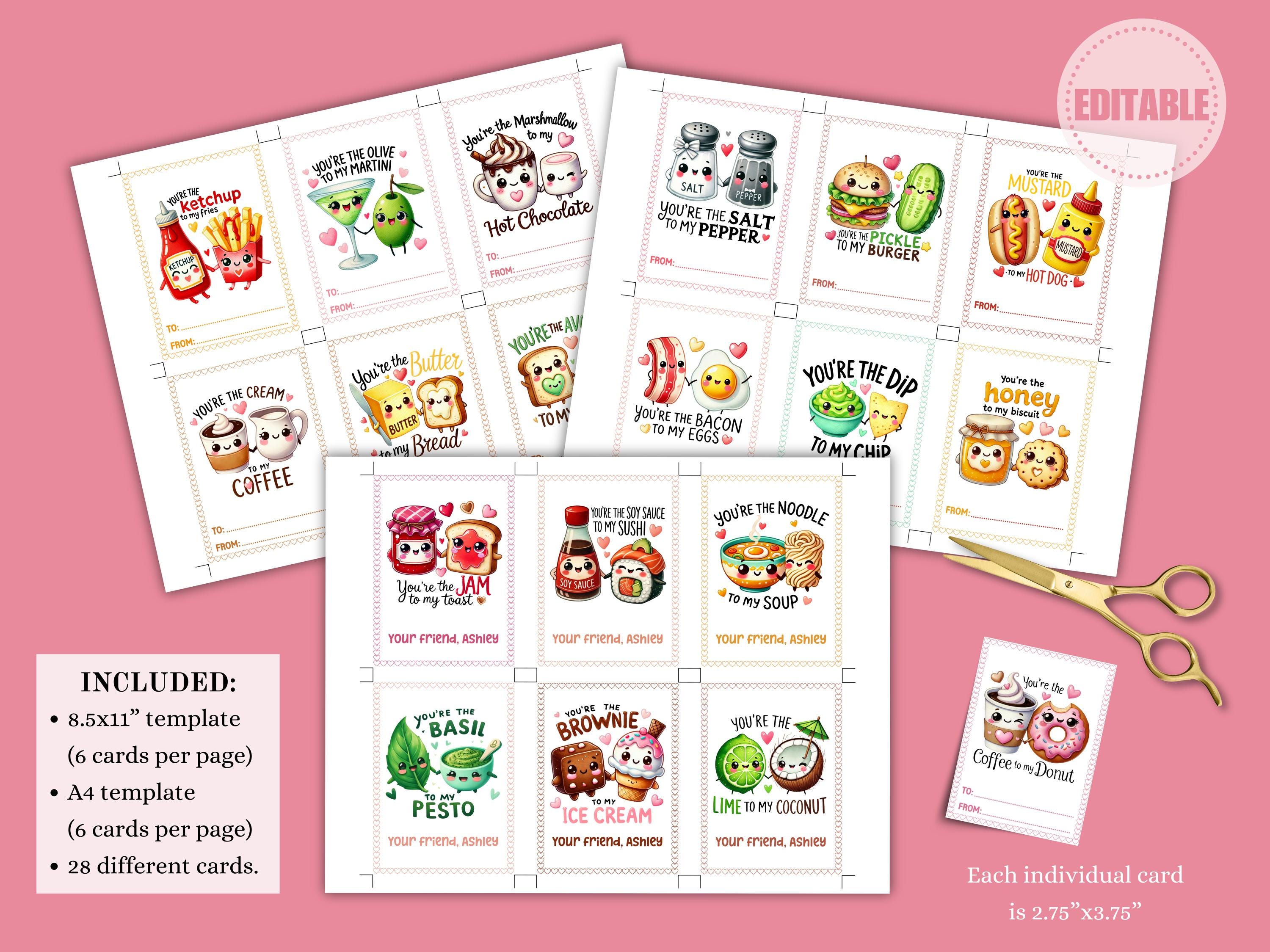 Kawaii Food Valentine's Day Cards for Kids (digital Download) - Etsy