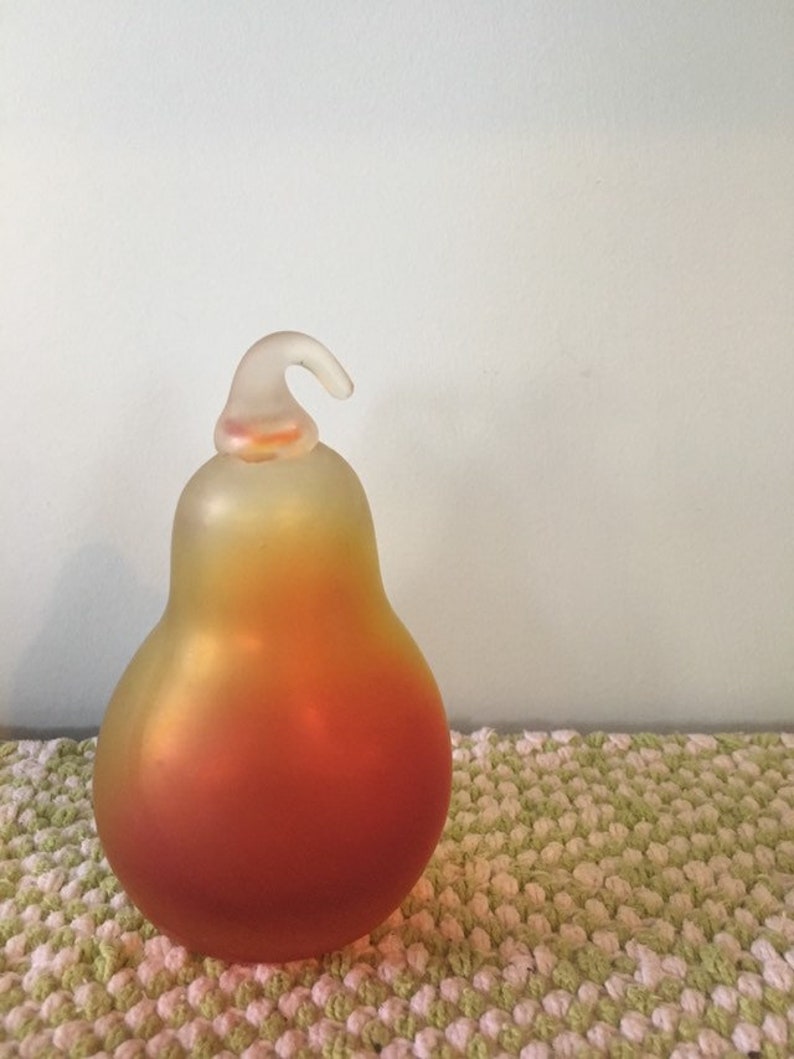 Vintage Murano Style Frosted Glass Pear Paperweight, Figure - Etsy
