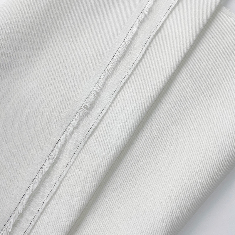 Cotton White Stretch Denim Fabric White Beige Jeans for Thick Skirt ...