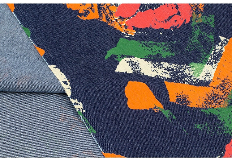 Eco Friendly Reactive Dye Big Lip Printed Stretch Denim Fabric Clothing ...