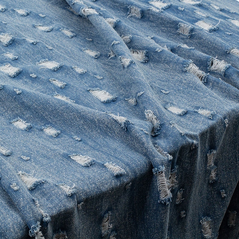 Ripped Jeans Old White Washed Denim Fabric, Rubbed White Denim Fabric ...