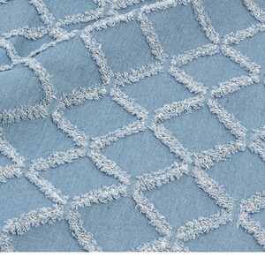 Blue Diamond Geometric Denim Fabric, Rhombic Washed Denim Fabric by ...