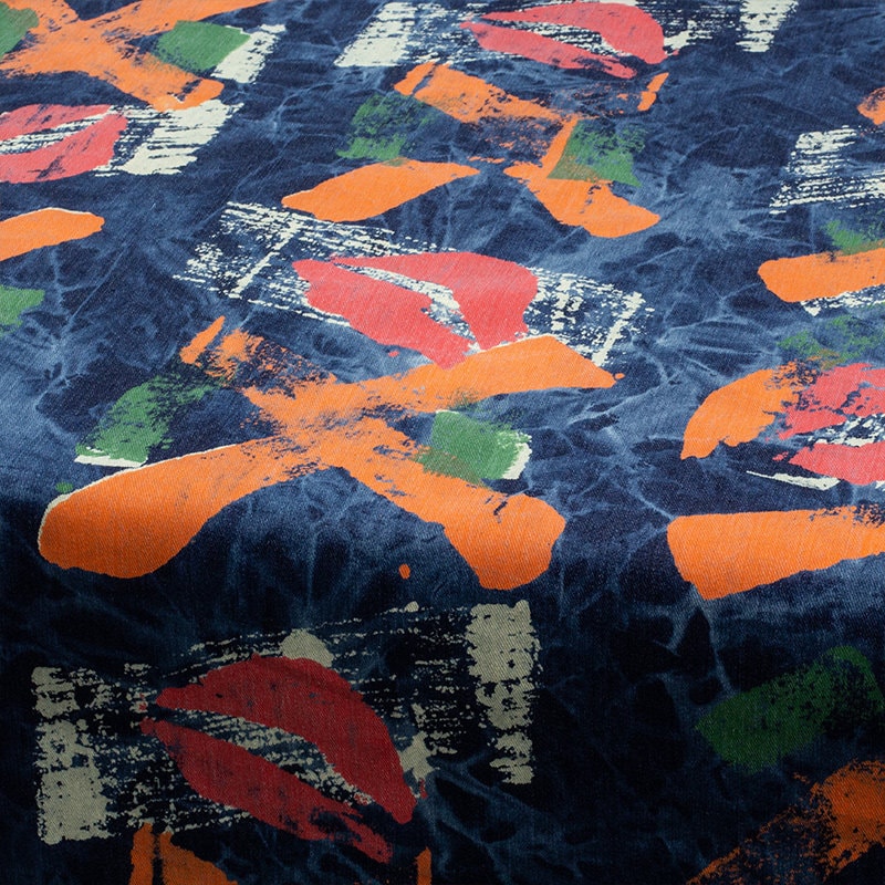 Eco Friendly Reactive Dye Big Lip Printed Stretch Denim Fabric Clothing ...