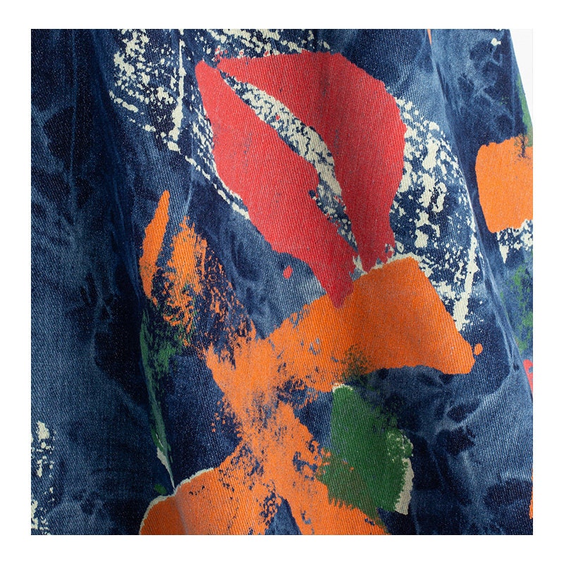 Eco Friendly Reactive Dye Big Lip Printed Stretch Denim Fabric Clothing ...