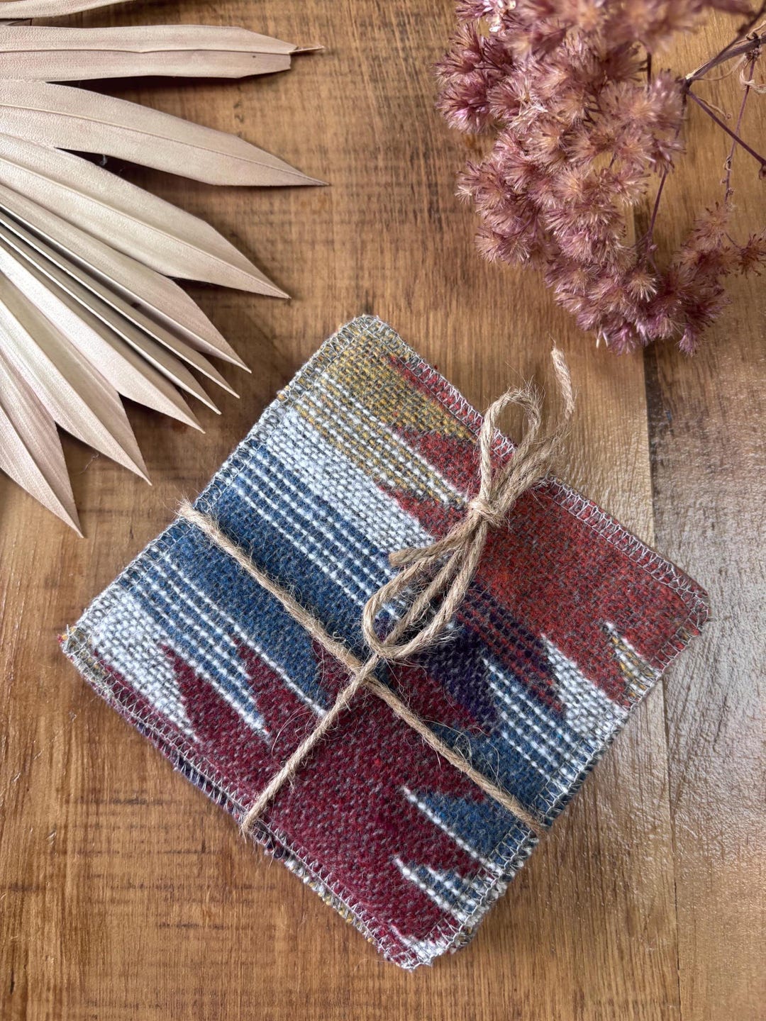 Aztec Coaster Set - Fabric, Cloth, Assortment of Woven Coasters, Boho ...
