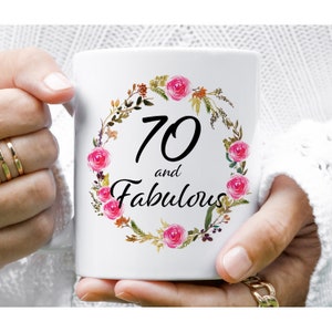 70 and Fabulous Coffee Cup 70th Birthday Mug Christmas Bday Present ...