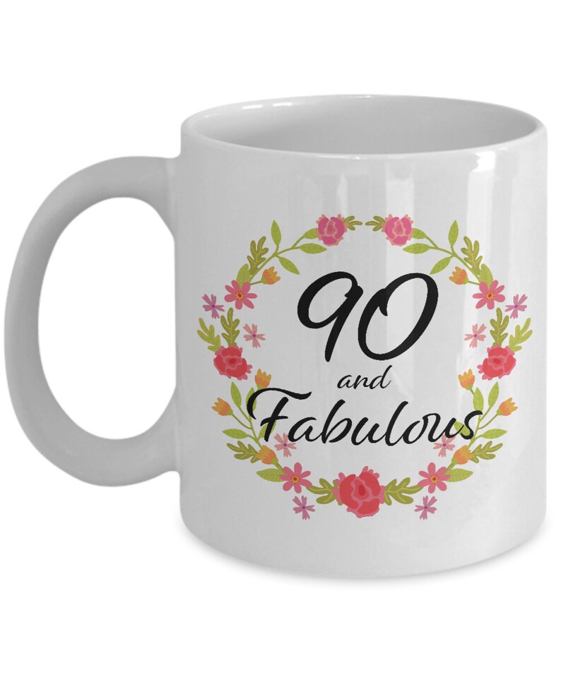 90th Birthday Mug 90 and Fabulous Coffee Mug Birthday Gift | Etsy