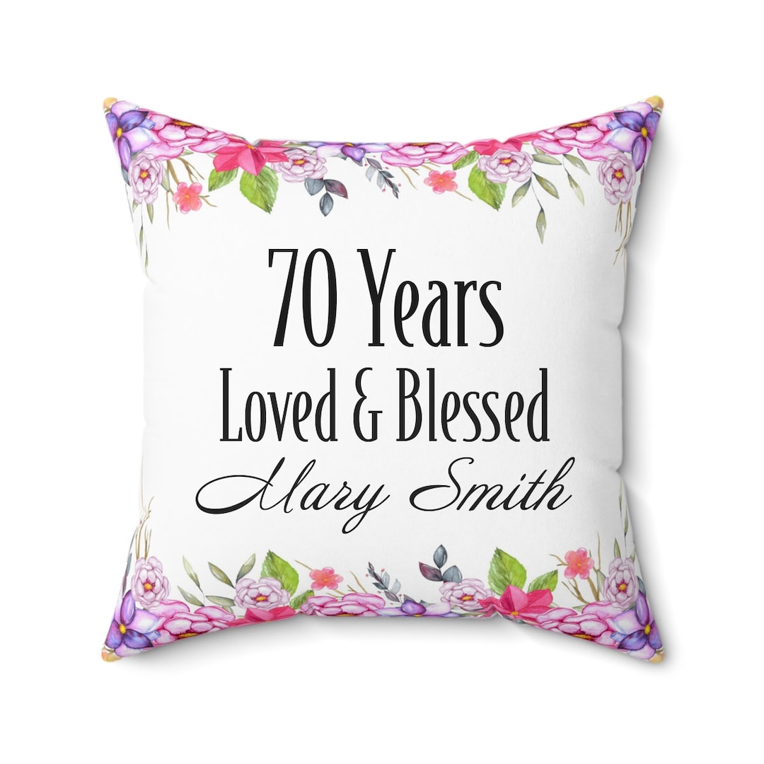 Personalized 70th Birthday Gifts for Her 70 Years Loved & Blessed Throw ...