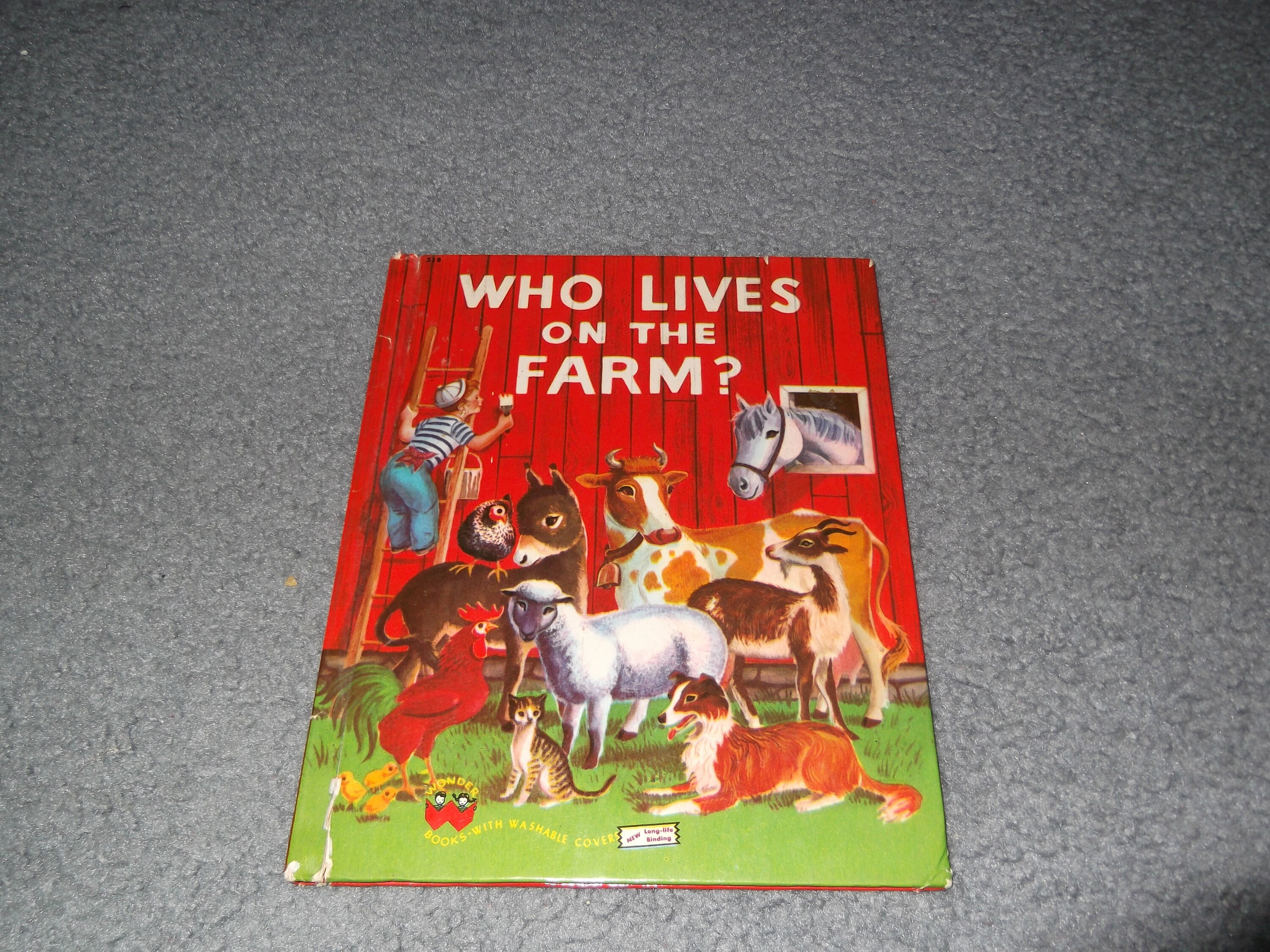 Vintage Who Lives on the Farm Wonder Book 1949 Washable Covers Mary ...