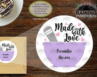 Personalized Bakery Business Stickers, Floral Rolling Pin Labels, Baker ...