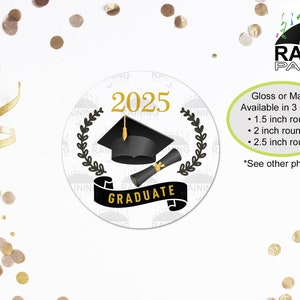 2025 Graduate Stickers, Cap Diploma, Class of 2025 Graduation Labels ...