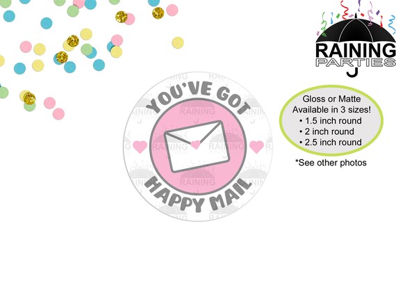 You've Got Happy Mail Labels Thank You Card Seals Heart | Etsy