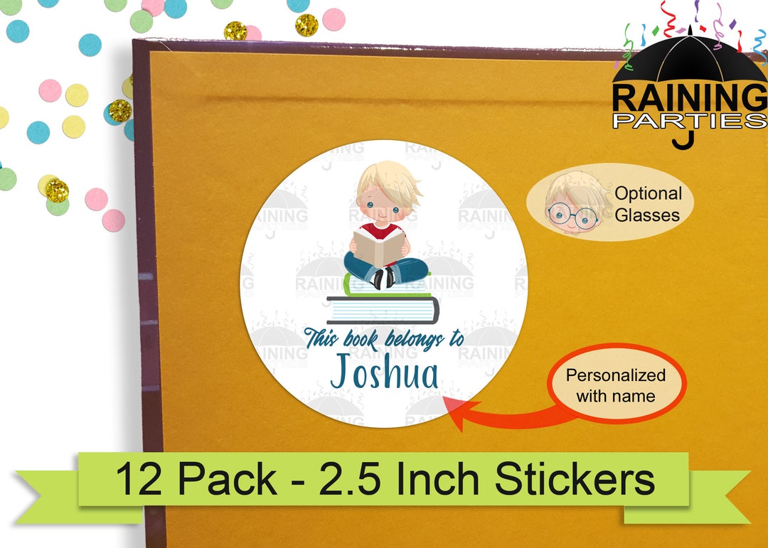 Boy Reader Light Blonde Hair Personalized Book Labels (12 Pack) 2.5 ...