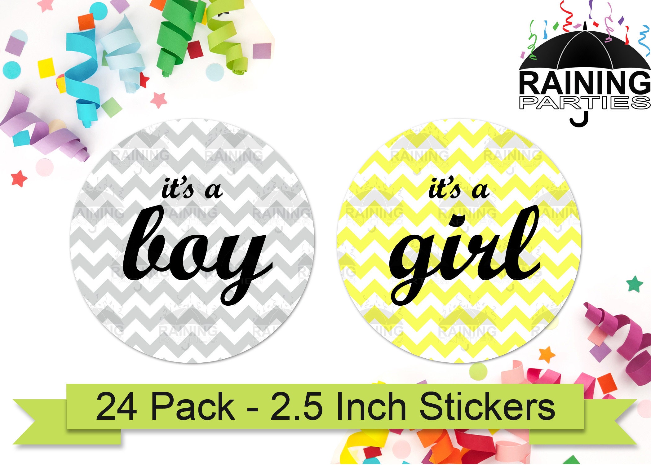 Grey Chevron Round Sticker