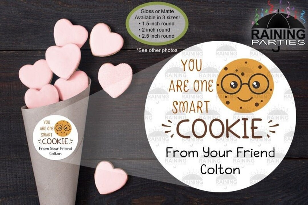Personalized You Are One Smart Cookie Labels, Valentine Card Envelope ...