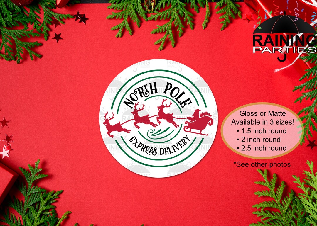 North Pole Express Delivery Labels, Christmas Holidays Envelope Seals ...