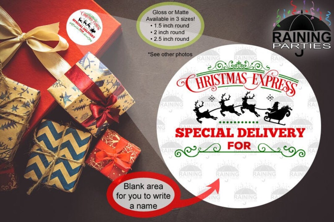 Christmas Express Special Delivery Labels, From Santa Claus Holidays ...