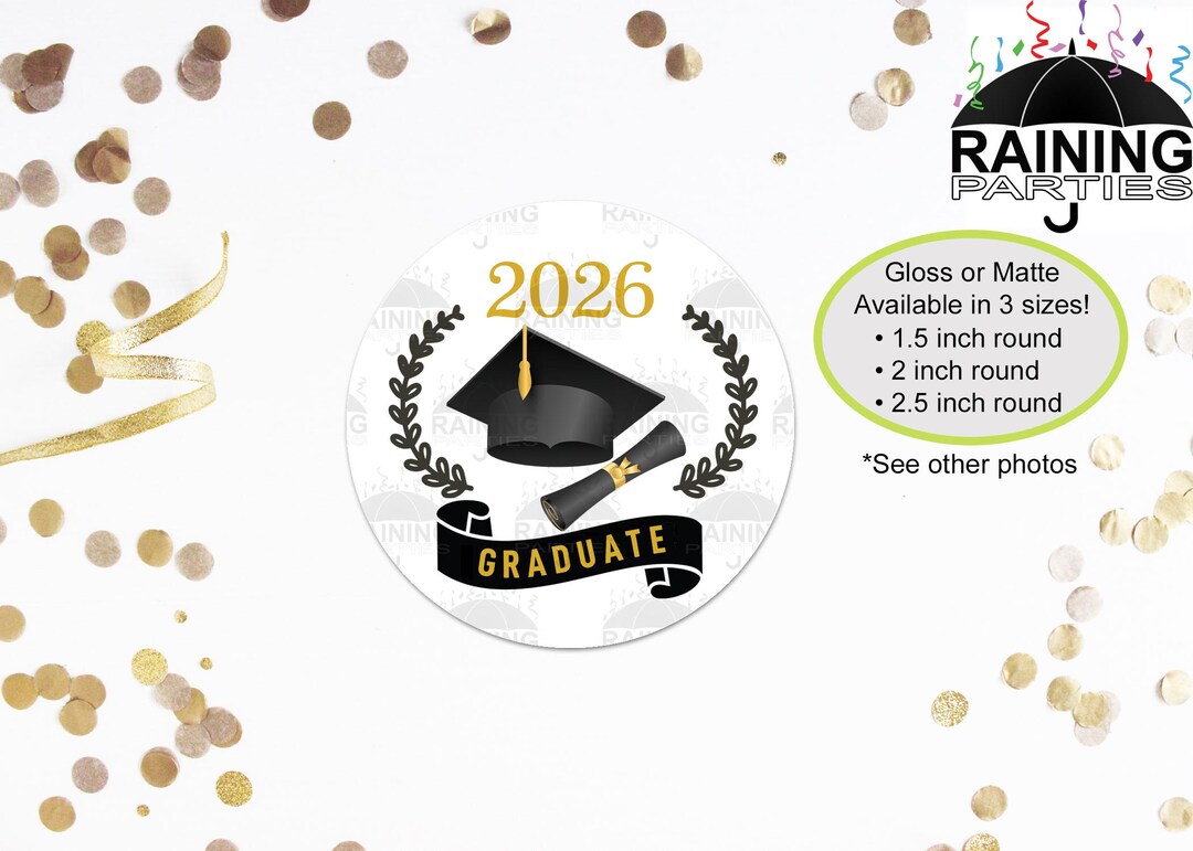 2026 Graduate Stickers, Cap Diploma, Class of 2026 Graduation Labels ...