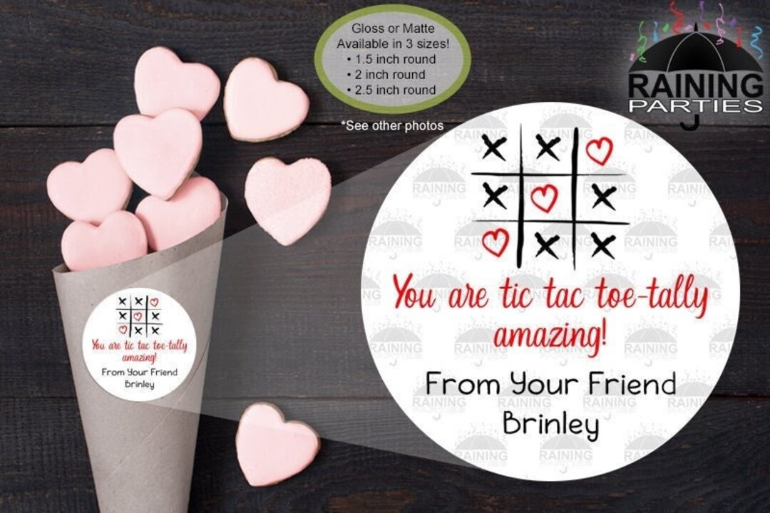 Personalized You Are Tic Tac Toe-tally Amazing Labels Valentine Card ...