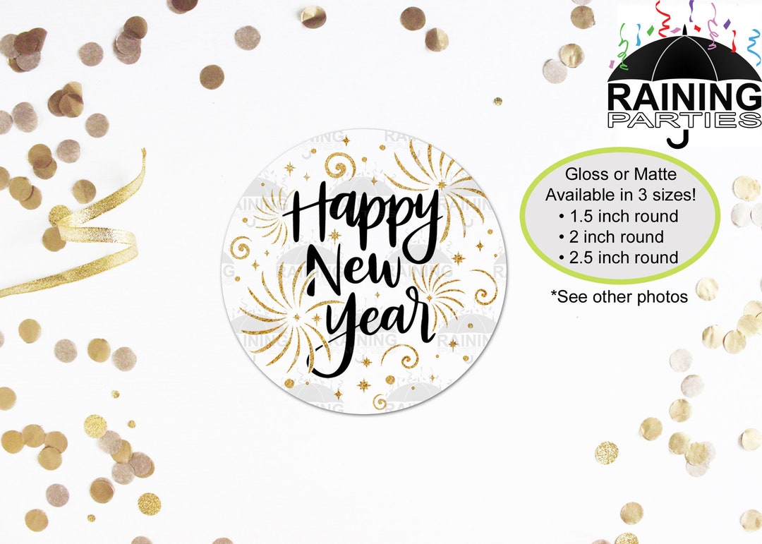 Happy New Year Labels, Holiday Envelope Seals, Gift Tags, Present ...