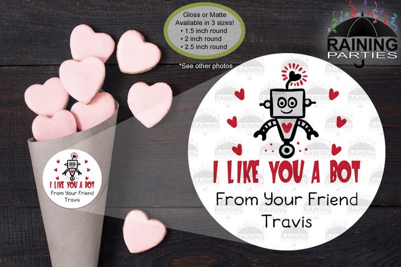 Personalized I Like You A Bot Labels, Valentine Card Envelope Seals ...