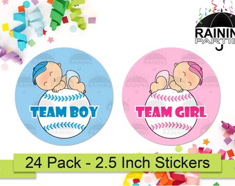 Baseball Blue Pink Balls Gender Reveal Party Stickers 24 - Etsy