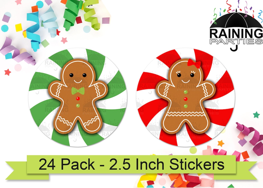 Gingerbread Girl or Boy Gender Reveal Party Stickers (24 Pack) 2.5 ...