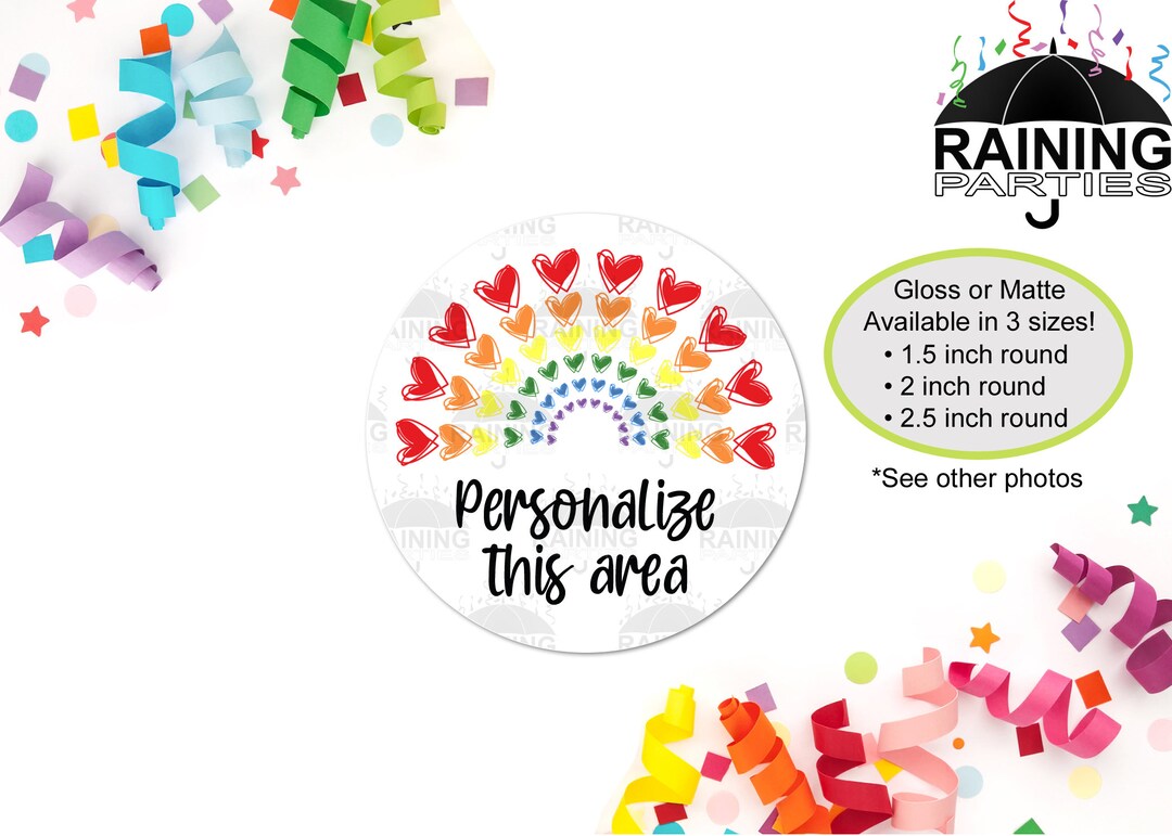 Personalized Heart Rainbow Labels, Rainbow Birthday Party Envelope ...
