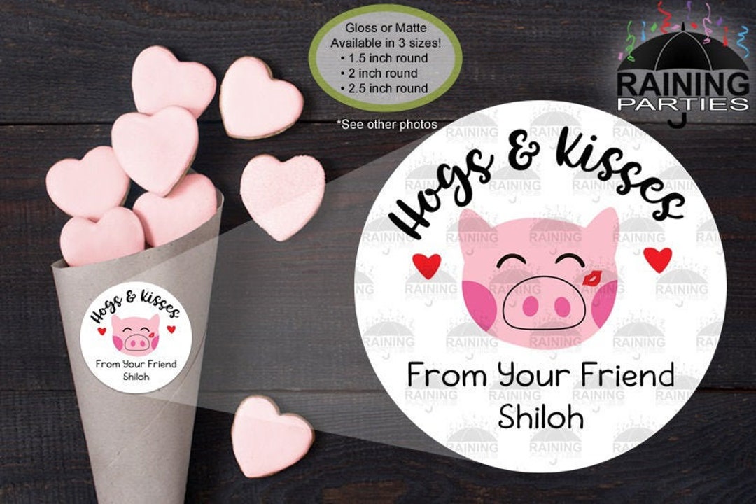 Personalized Hogs and Kisses Labels, Valentine Card Envelope Seals ...