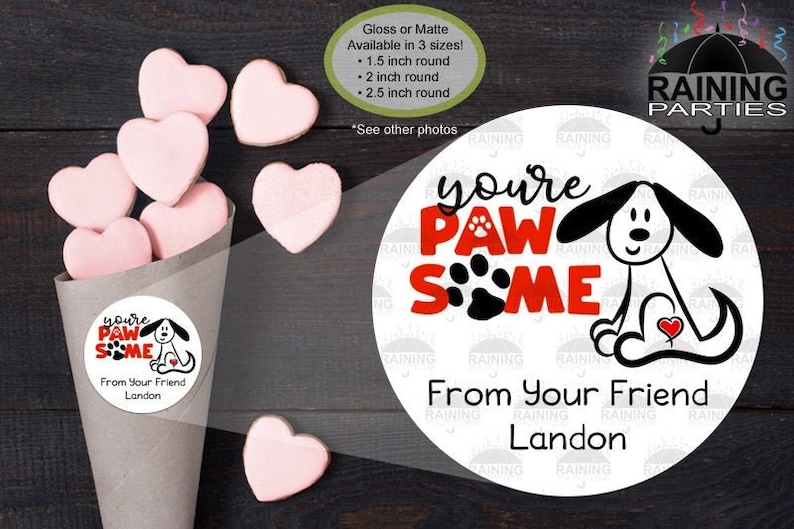 Personalized You're Pawsome Dog Labels Valentine Card - Etsy