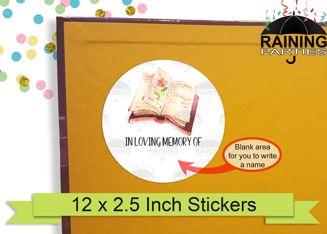 In Loving Memory of Open Book Labels (12 Pack) 2.5" Circle Round ...