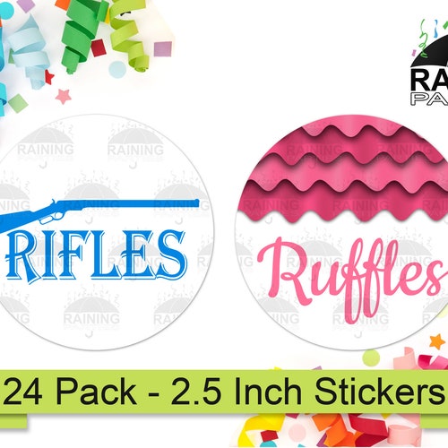 24 Gender Reveal Party Stickers Rifles or Ruffles Stickers - Etsy