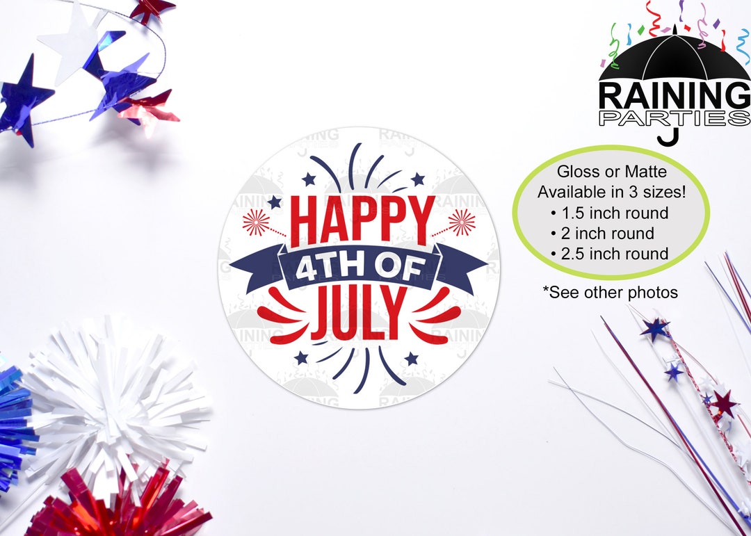 Happy 4th of July Labels, Happy Independence Day Stickers, Envelope ...
