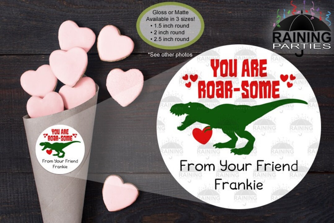 Personalized You Are Roar-some Labels Valentine Card Envelope Seals ...