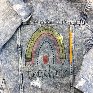 Teacher Jacket/ Elementary Education Teach Jean Jacket/ Denim Jacket ...