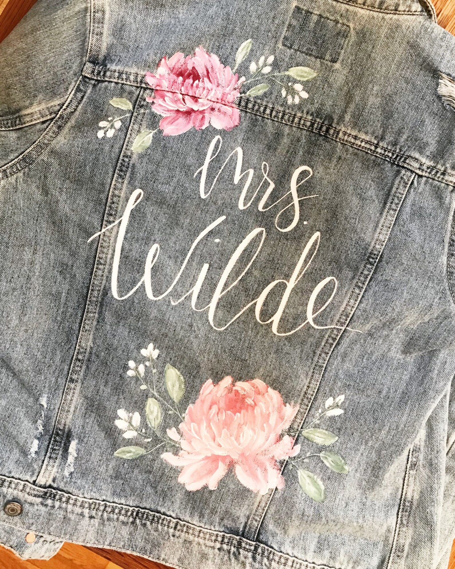 Hand Painted Denim Jacket / CUSTOMIZABLE Bridal Jacket / Personalized ...