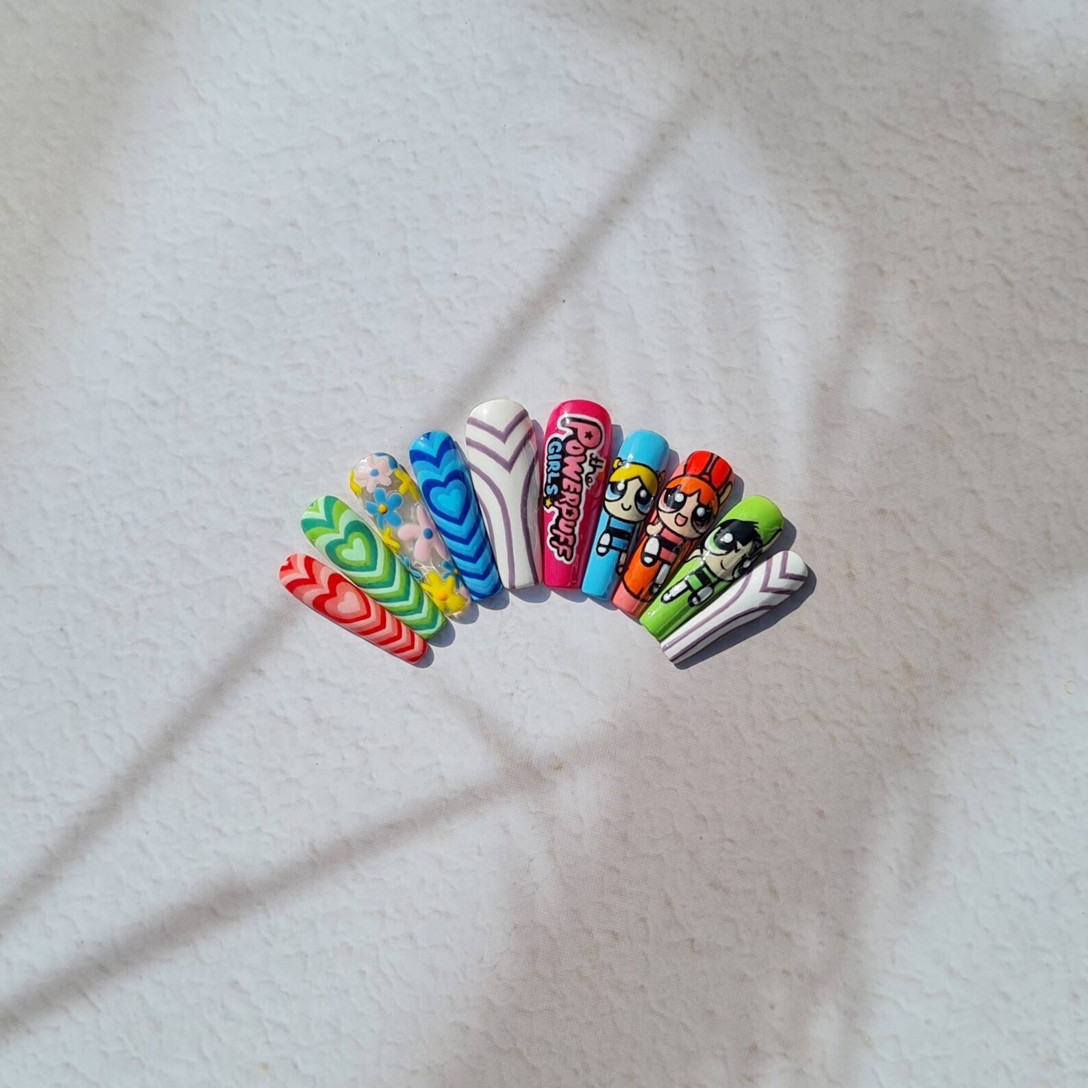 The Powerpuff Girls Hand Painted Press on Nails - Etsy