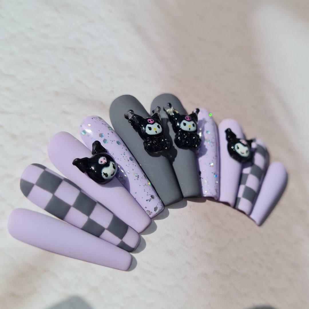 Kuromi - Hand Painted Press on Nails - Etsy