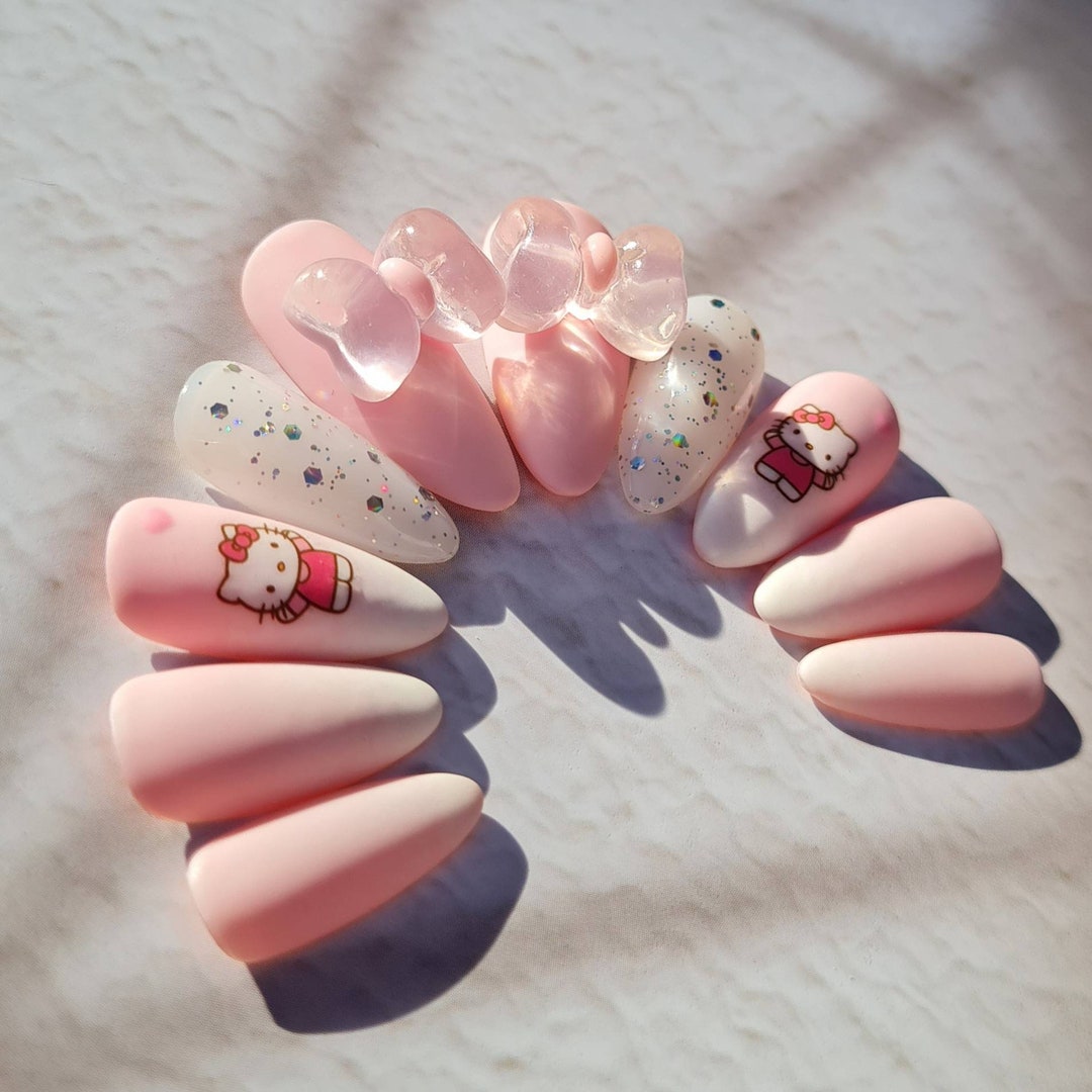 Hello Kitty - Hand Painted Press on Nails - Etsy