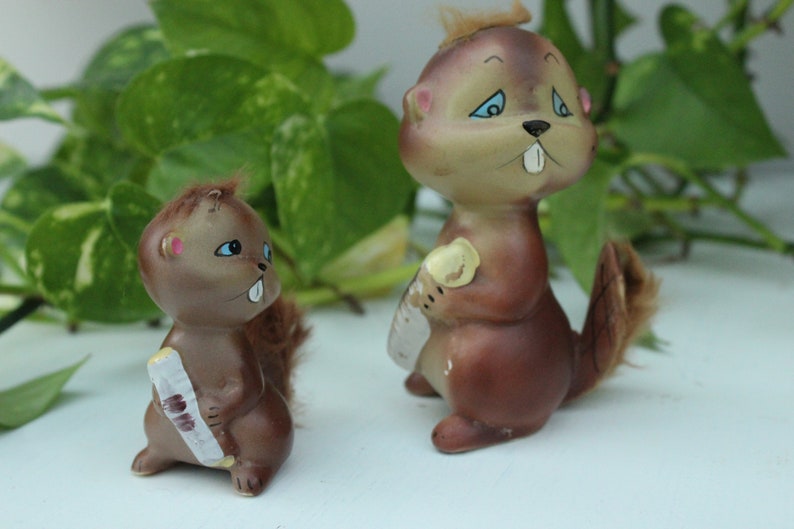 Vintage 1970's Set of Two Ceramic Chipmunks Figurines, Vintage 70's ...