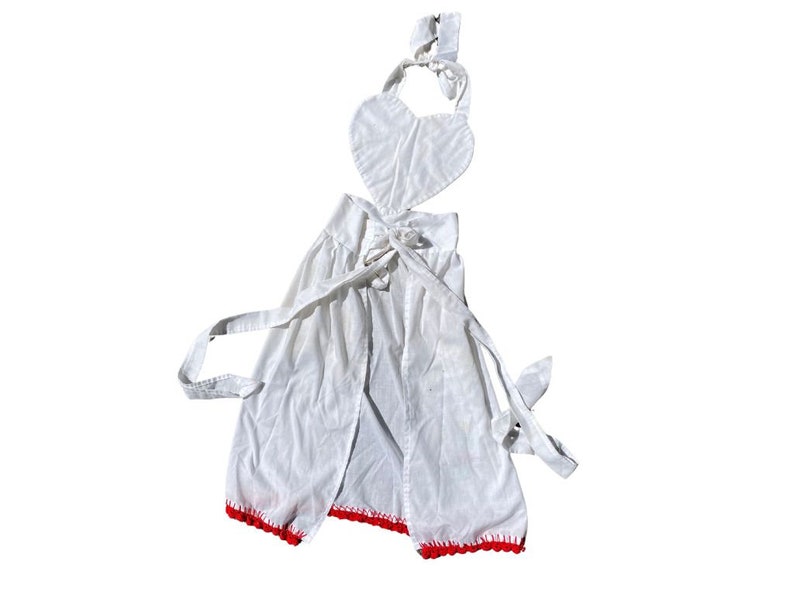 Vintage 1970s 70s Heart Strawberry Berry Floral Flower Apron Kitchen ...