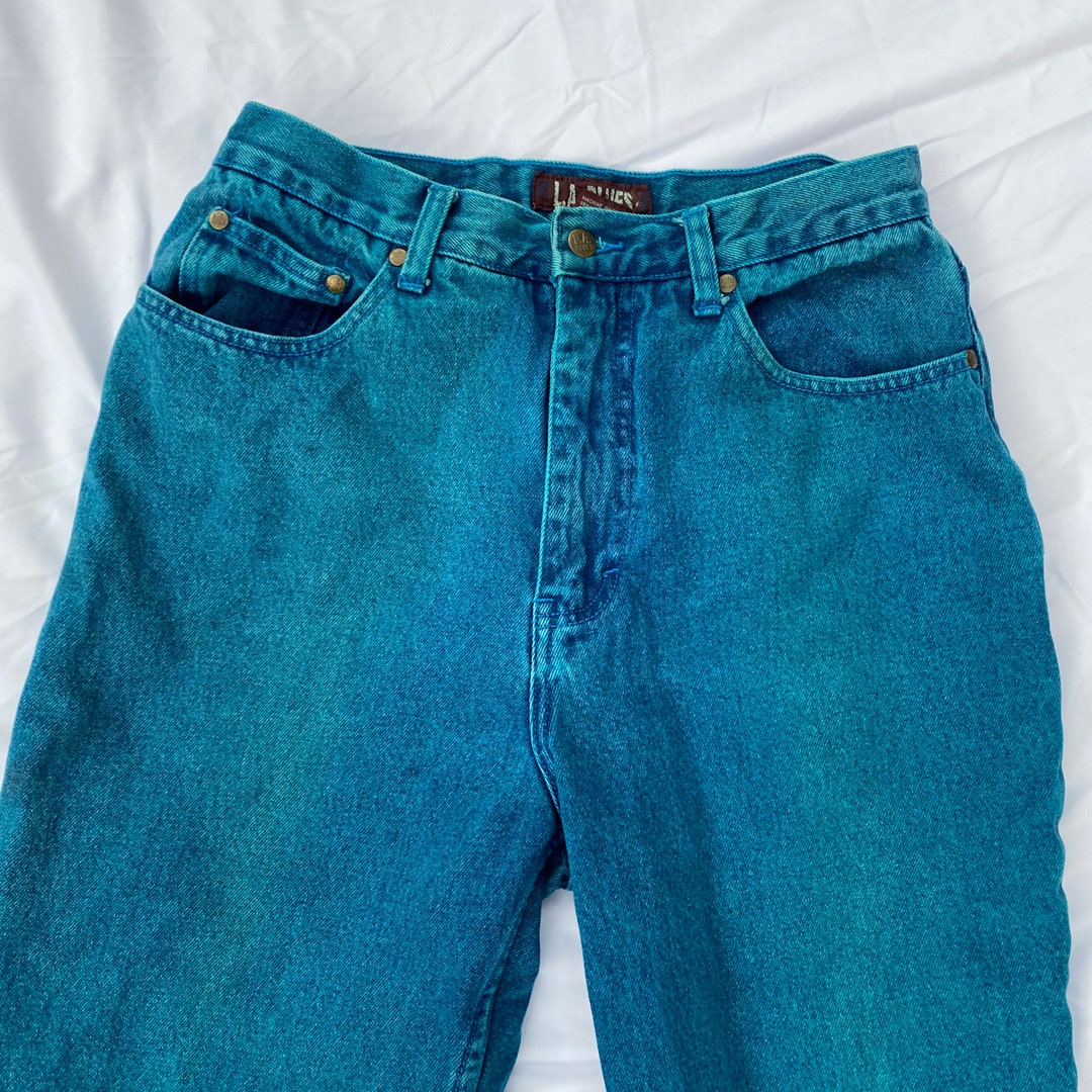 Vintage Blue Aqua High Waist Jeans 1980s LA Blues Denim Skinny Jeans ...