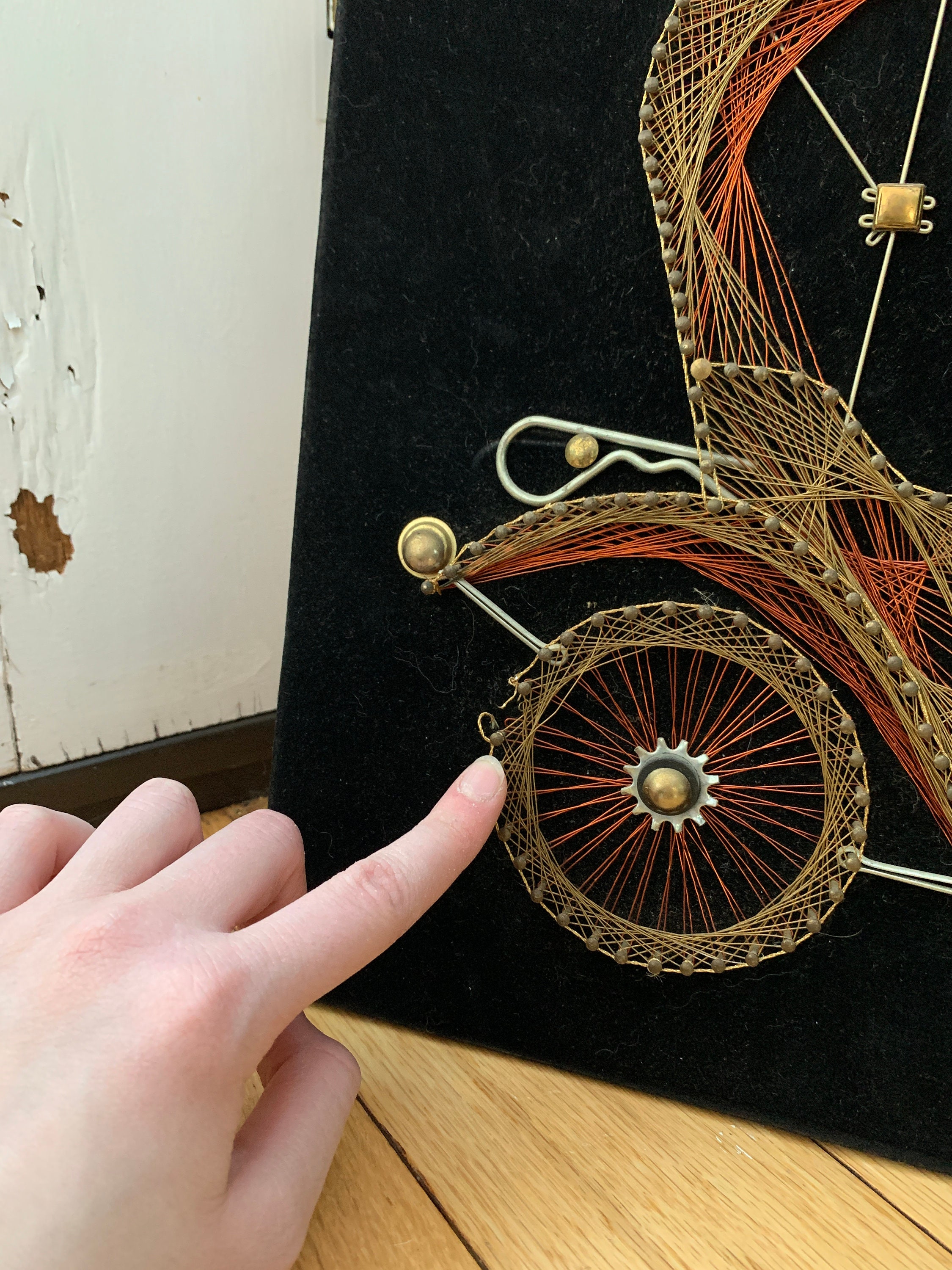 Vintage 1960's String Art Vintage Velvet Wall Hanging | Etsy