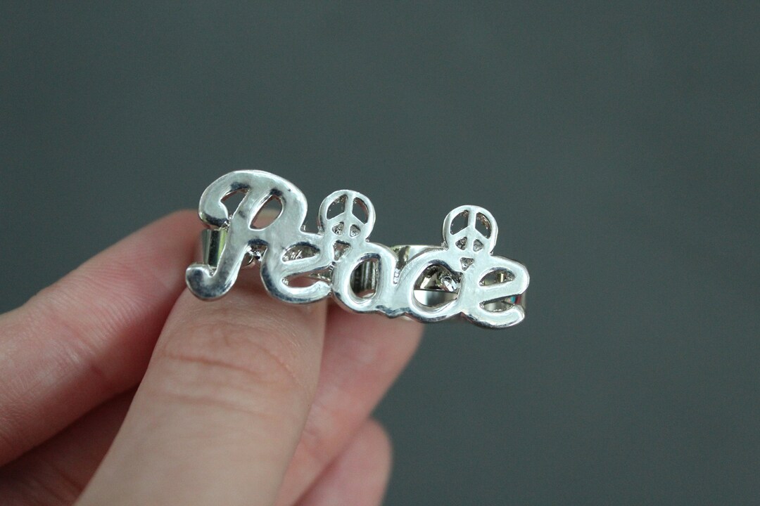 Vintage 1970s Peace Sign Ring Adjustable 70s Unisex Men Women Silver ...